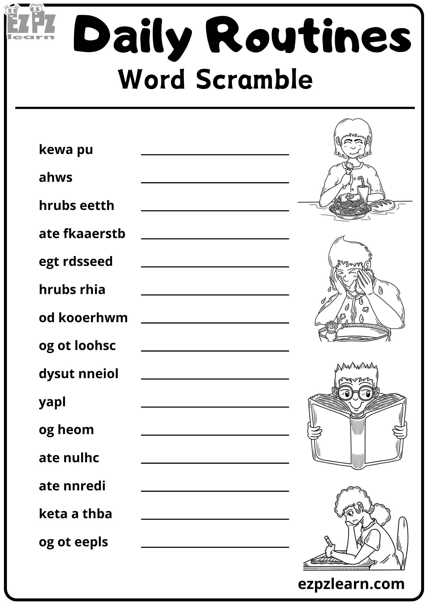 Daily Routines Word Scramble 15 Vocabulary Words Free Download PDF File ... Daily Routines Word Scramble 15 Vocabulary Words Free Download PDF File ...